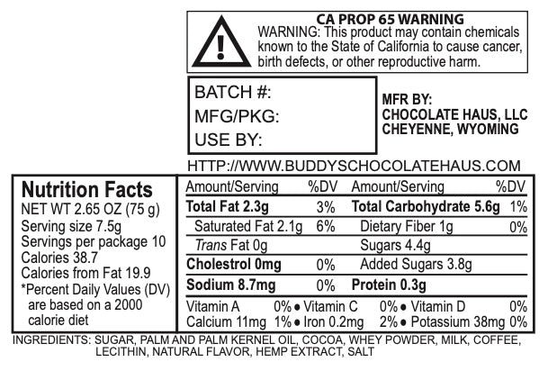 Espresso Coffee Crunch Chocolate Bar|500mg Delta 8 (D8) CBD | Buddy's ...